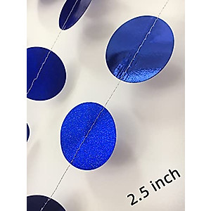 Autupy 4 Pack 52 feet Royal Blue Circle Garland Navy Blue Dots Paper Garland String Hanging Backdrop for Birthday Rustic Wedding Baby Shower Vintage Bachelorette Party