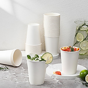 AOZITA 120 Pack 8 oz Paper Cups, Coffee Cups, White Paper Hot/Cold Disposable Beverage Drinking Cup for Water, Juice, Coffee, Tea