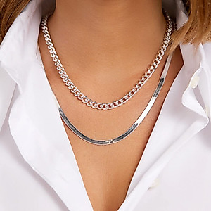 Verona Jewelers Sterling Silver 3.3MM Herringbone Flat Snake Magic Chain -925 Vintage Shiny Anklet and Necklace Chain for Men and Women (19)