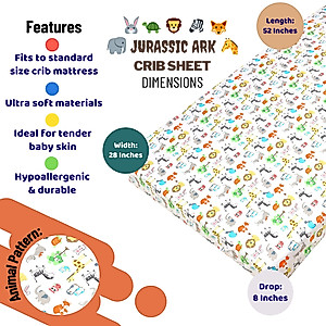 Baby Bees 4 Pieces Jurassic Ark Crib Bedding Sets for Boys and Girls | Baby Bedding Set of Crib Sheet, Quilt, Dust Ruffle for Standard Size Crib