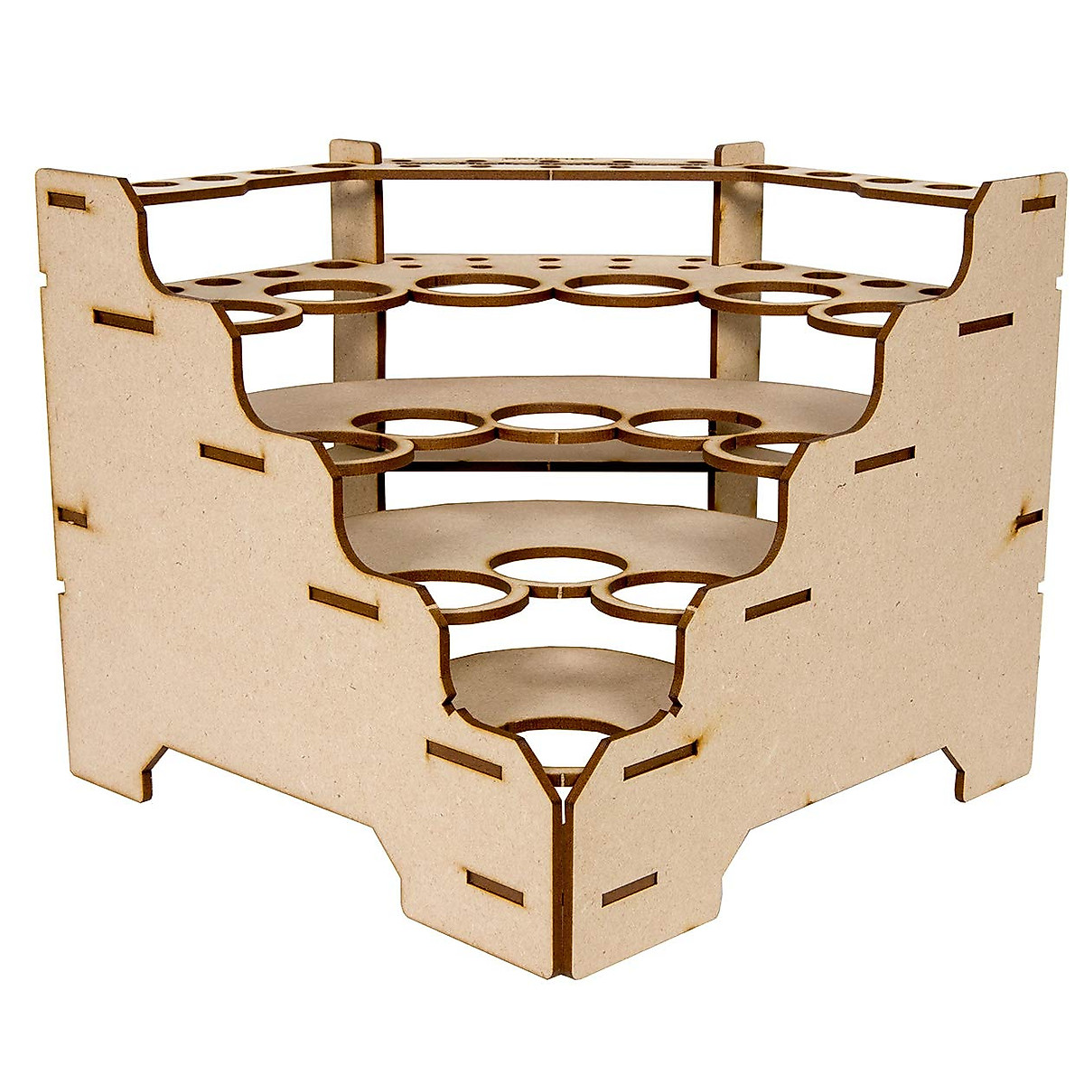 The Broken Token Modular Paint Rack w/ 35mm Holes - 90° Wedge - Multiple Organizer for Paint Bottles, Pots, and Brushes in Tiered Layout - Customize Your Pieces with Easy Organization & Access