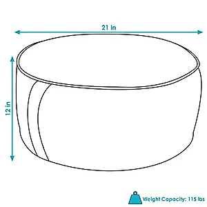 Sunnydaze Indoor and Outdoor Inflatable Ottoman - All-Weather, Water-Resistant Blow Up Footstool - Portable Patio Furniture - Lawn, Garden and Travel Inflatable Pouf - Beach-Bound Stripe