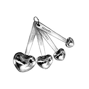 FASHIONCRAFT 4801 Love Beyond Measure Heart Measuring Spoons, Silver Measuring Spoons, Wedding Favor, 1-Piece