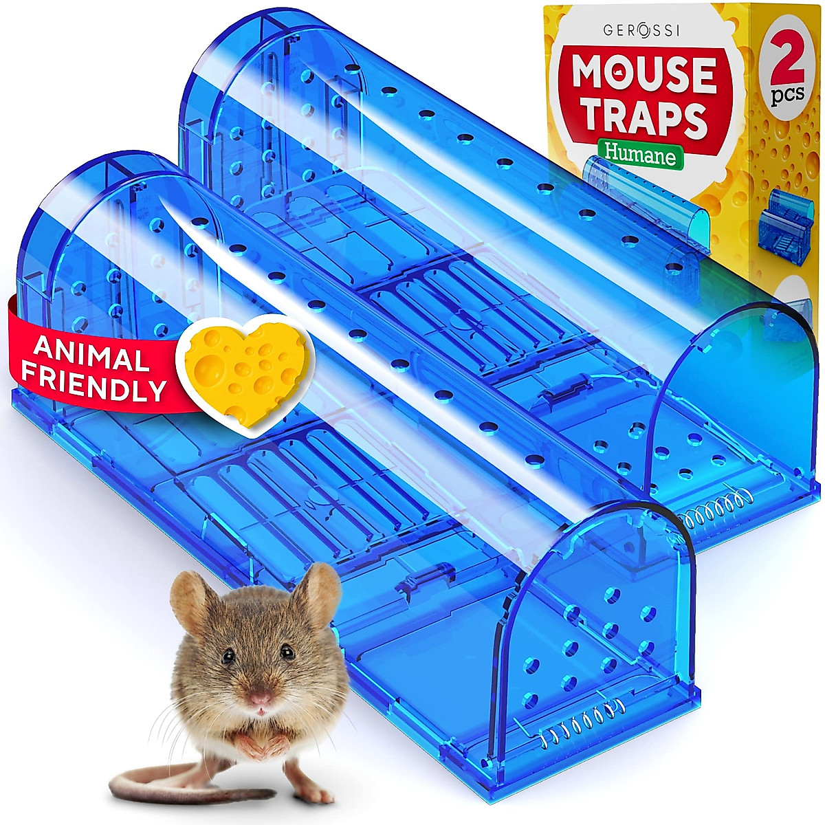 Humane Mouse Traps for Indoor, Home & Outdoor - Pack of 2 Reusable, Catch and Release Mouse Mice Traps - No Kill, Easy Set, Safe for Your Kids & Pets - Instantly Remove Unwanted Rodents from Your Home