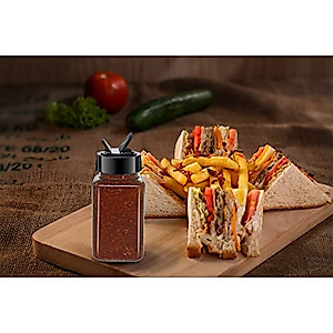 BPFY 24 Pack 4oz Clear Plastic Spice Jars With Black Plastic Lids, Square Spice Bottles, Plastic Seasoning Containers with Chalk Labels, Pen, Funnel, Spice Containers For Kitchen Cabinet