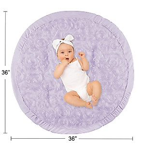 Sweet Jojo Designs Purple Floral Rose Girl Baby Playmat Tummy Time Infant Play Mat - Solid Light Lavender Flower Luxurious Elegant Princess Vintage Boho Shabby Chic Luxury Glam High End Roses
