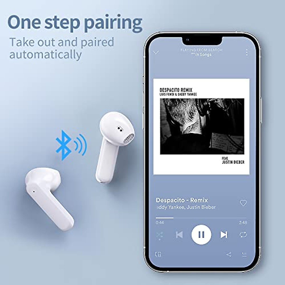 kurdene Wireless Bluetooth Earbuds with Fast Charging 30 Hours Playtime Stereo Sound Bluetooth Headphones with Mics in-Ear Wireless Earphones Touch Control Wireless Headset for Music and Call