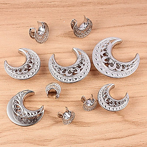 Casvort 2 PCS 10mm (00g) Hypoallergenic 316 Stainless Steel Silver Aesthetic Opening Saddle Tunnels Hangers Ear Gauges Plugs Stretcher Earring Piercing Body Jewelry