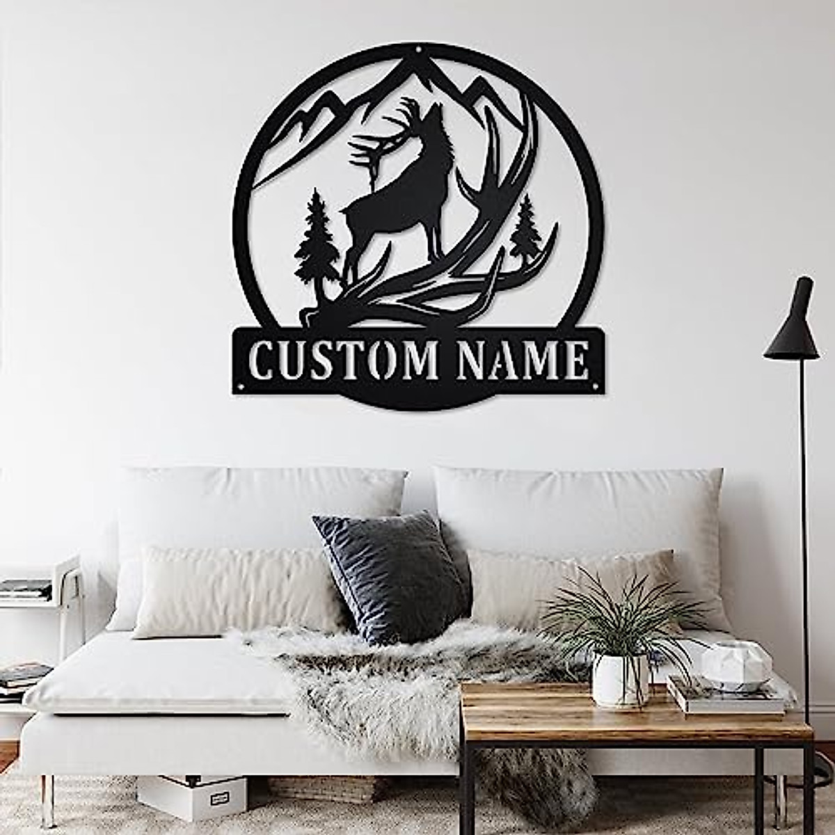 Metal Sign With Led Light Custom Elk Deer Metal Wall Art With LED Light, Personalized Elk Deer Name Sign Decoration For Room, Elk Deer Metal LED Decor,Custom Elk Deer
