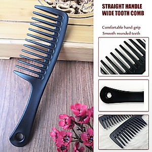 5 pcs Hair Comb Set Wide Tooth Comb for Detangling Fine Tooth Rat Tail Comb for Styling Shower Comb with Hook Women Men (Black)
