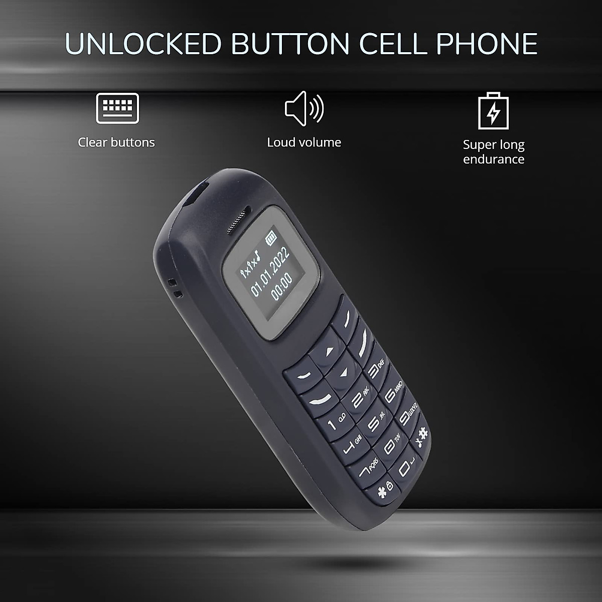 Seniors Cell Phone, Big Buttons Volume Unlocked Simple Mobile Phone, Dual Card Mini Backup Mobile Phone with Low Radiation Rate, 2G Network (Blue)