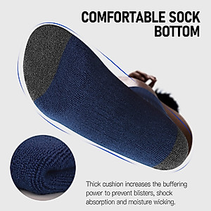 Closemate 6 Pairs Mens Cushion Crew Socks Moisture Wicking Athletic Cotton Socks for Sport Training Work(2Black2Grey2NavyBlue, Size M)