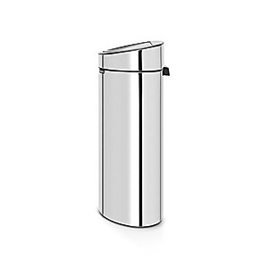 Brabantia 10.6 Gal Kitchen Touch Trash Can New (Brilliant Steel) Removable Lid, Soft-Touch Open, Garbage Can + Bags