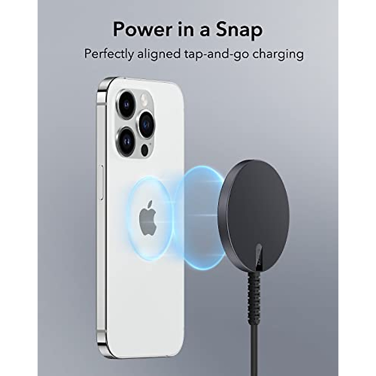 ESR Magnetic Travel Wireless Charging Pad, Portable Charger, Compatible with MagSafe Charger for iPhone 14/14 Plus/14 Pro/14 Pro Max/13/12 Series, Strong Magnetic Lock, Reinforced Braided Nylon Cable