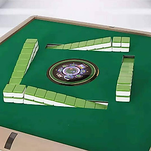 Amaneed 电动麻将桌Assembled Automatic Mahjong Table Foldable Style with 2 Sets of 152pcs 44mm Chinese Mahjong Tiles No Number (Blue & Green)