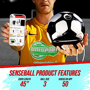 SenseBall Soccer Ball | Training Equipment for Kids | Improve Skills & Control with 50 Exercise Videos & Personal Soccer Coach App