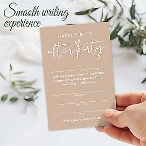 TPYEN Happily Ever After Party Invitations, Minimalist Brown Wedding Reception Party Invitation, Celebration for Bride & Groom, Party Favor & Supplies - A04