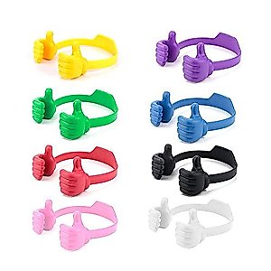 BUTEFO 8 Pack Thumbs up Cell Phone Holder, Adjustable Silicone Tablet Stand, Multi Colors Portable Desktop Stands Compatible for Smart Phones iPhone iPad Mini Huawei Samsung Galaxy