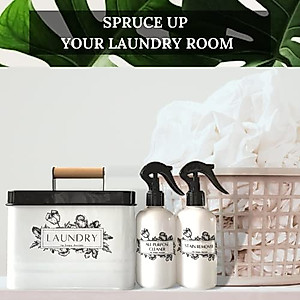 Dryer Sheet Holder Spray Bottles Set, Farmhouse Decor Fabric Softener Dispenser for Laundry Room Organization and Storage, 2 Pack Spray Bottles for Cleaning Solutions, House Warming Gifts New Home