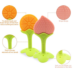 5 PCS Baby Teething Toys, Bagvhandbagro Soft Fruit Teething Toys for Babies 0-6 Months 6-12 Months, Silicone Baby Teethers Stick Freezer Safe for Infants and Toddlers