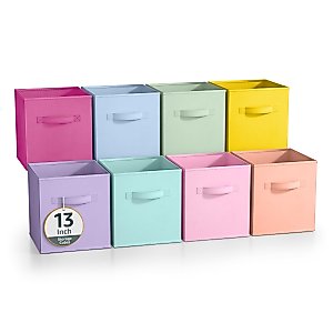Sorbus Fabric Storage Cubes - 8 Foldable Storage Bins for Organizing Pantry, Cubbies, Toy Box - Clothes Storage & Closet Organizer - 13 Inch Collapsible Cube Baskets for Shelves with Handle
