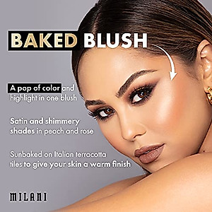 Milani Baked Blush - Bella Bellini (0.12 Ounce) Vegan, Cruelty-Free Powder Blush - Shape, Contour & Highlight Face for a Shimmery or Matte Finish