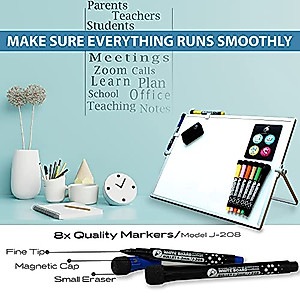 Dry Erase White Board for Desk & Wall,12"X16" Large Magnetic Desktop Whiteboard with Stand, 8 Markers, 4 Magnets,1 Eraser, Double-Sided Portable Whiteboard Easel for Office, Students Memo to Do List