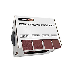 LYFJXX Emery Cloth Roll, 150 240 320 400 Grit Abrasive Sandpaper Roll, 4 Rolls Sandpaper 6 Meter, Emery Cloth for Metal with Dispenser, Aluminum Oxide Sandpaper (6M)