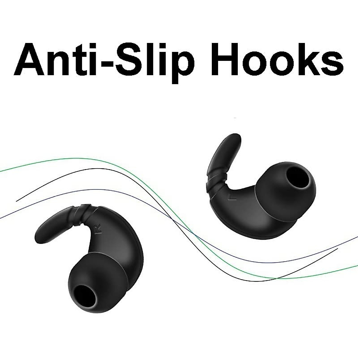 A-Focus Sports Earbuds Eartips Wingtips Anti-Slip Silicone Gel Ear Hooks for Most Earphone Inner Hole 4mm to 5mm, Compatible with Beats Studio Buds/Flex/WF-1000XM5 / WF-C700N Black White