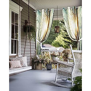 BABE MAPS Outdoor Curtains for Patio Mysterious Forest Under The Sun Waterproof Privacy Outside Curtains Grommet Top Pergola Curtains for Porch Cabana Gazebo 2 Panels, 52 x 108 inch