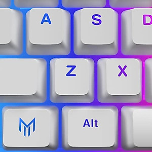 Matrix Elite Series White 60% Mechanical Gaming Keyboard: Fast Switches - Millions of RGB Options - No Latency - 61 Keys - Doubleshot PBT keycaps - Hot Swappable (Blue Switches)