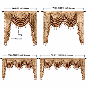 ELKCA European Curtain Valance for Living Room Luxury Window Curtains for Bedroom Swag Valance for Kitchen,Rod Pocket (W59, 1Panel)