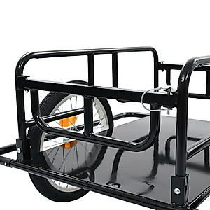 RICA-J Bike Cargo Trailer, Foldable Bicycle Cart Wagon Trailer w/ Hitch, 110 lbs Max Load - Black, Black 01