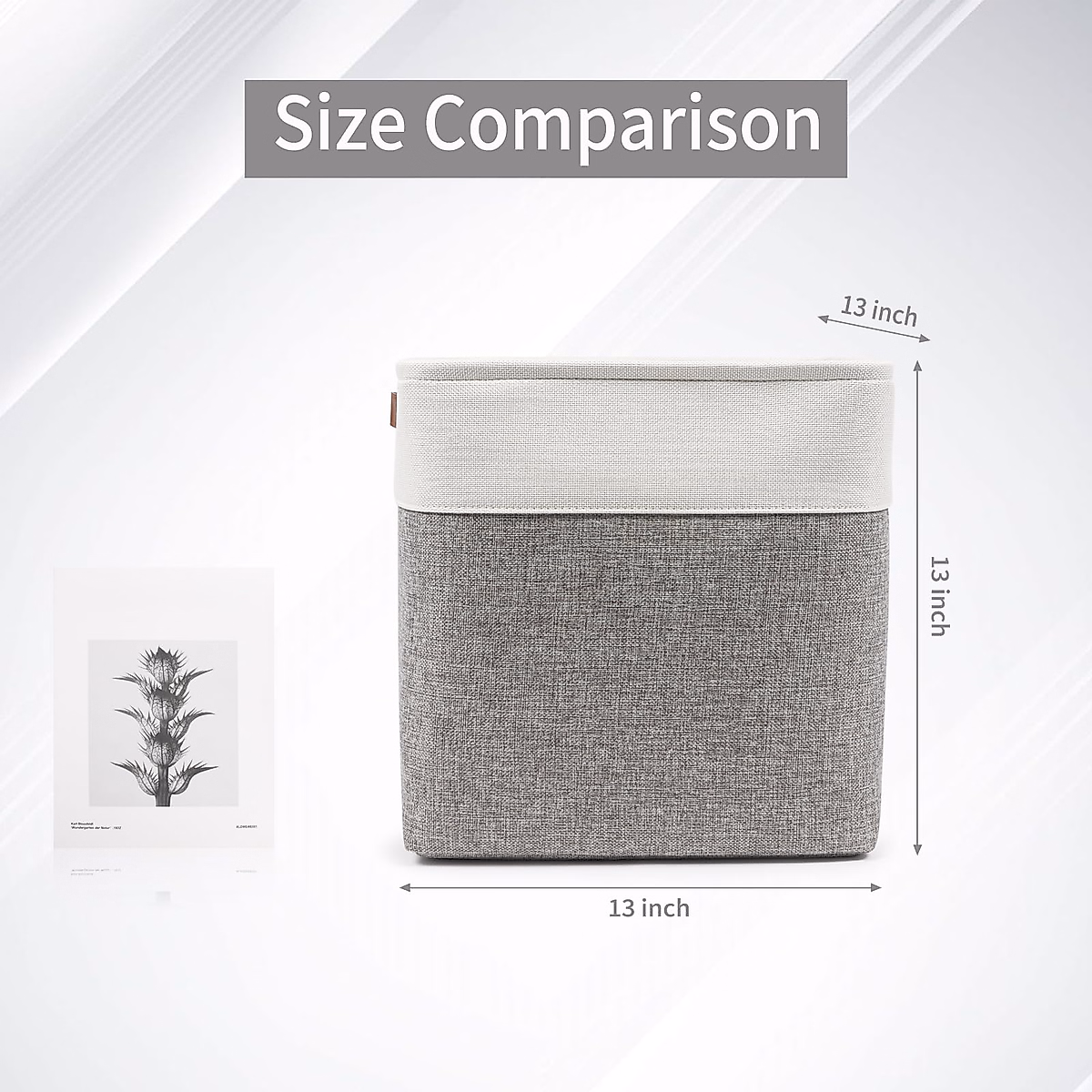 Bagnizer 13x13 Cube Storage Bins, Collapsible Fabric Storage Box, 4 Pack Closet Baskets with Handles for Organizing, Shelf, Toys, Clothes, Home, Office, Nursery (Grey&White)