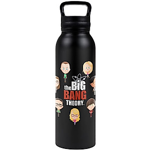 Big Bang Theory OFFICIAL Emojis 24 oz Insulated Canteen Water Bottle, Leak Resistant, Vacuum Insulated Stainless Steel with Loop Cap
