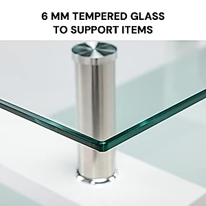 SunsGrove Coffee Table for Living Room, Modern Console Table with Storage, Clear Tempered Glass Tea Table, Rectangle Coffee Table, End Tables for Entrance, Apartment Furniture, Office, White