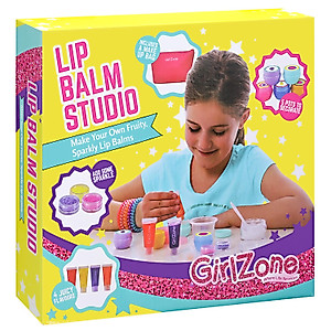 GirlZone Lip Balm Making Kit, 25-Piece Makeup and Lip Gloss Set with Glitters, Stickers & More, Fabulous Girls Toys Age 8 & Great Gift Idea for Kids