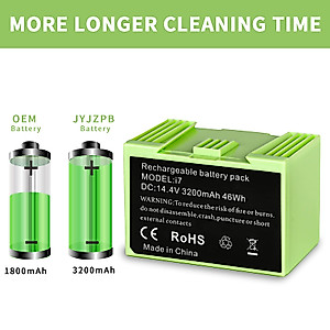 JYJZPB i7 Replacement Battery Compatible for iRobot Roomba i7 i7+ i7 Plus e5 7150 7550 e5150 e5152 4624864 ABL-D1, 3200mAh