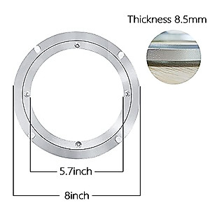 kemengsuer Lazy Susan 8 inch Aluminum Turntable Ball Bearing, Heavy Duty Silent Turner Bearing Turntable Bearing Swivel Turntable Bearing 8 inch