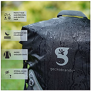 geckobrands Lightweight 30L Waterproof Backpack, Black/Neon Blue - Watertight Backpack for Hiking and Light Water Activities