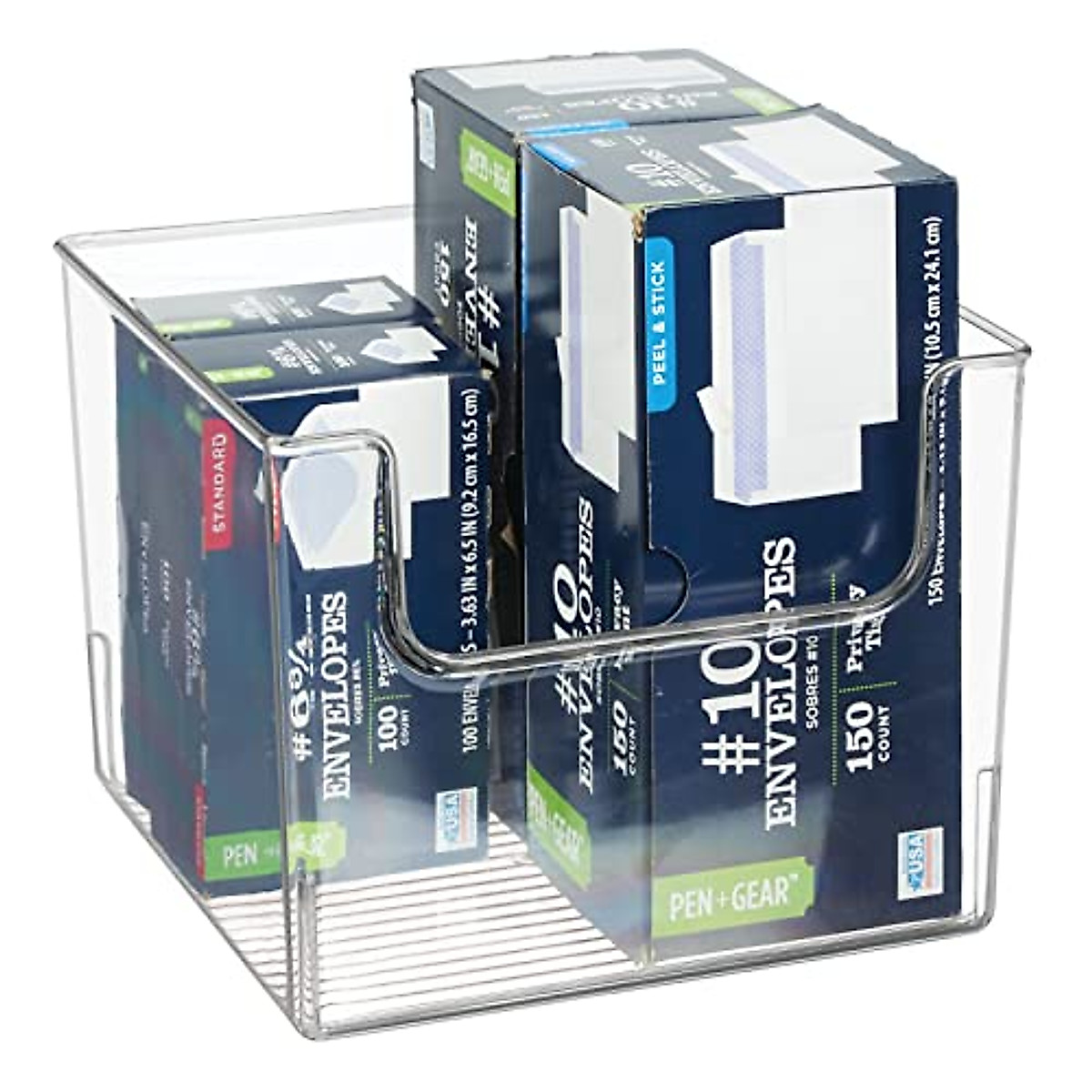 mDesign Plastic Home Storage Organizer Bin for Cube Furniture Shelving in Office, Entryway, Closet, Cabinet, Bedroom, Laundry Room, Nursery, Kids Toy Room - Open Front - 2 Pack - Clear