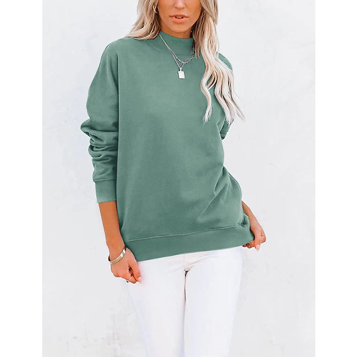 TICTICMIMI Women's Casual Long Sleeve Sweatshirt Tops Mock Turtleneck Lightweight Tunic Fall Pullover with Pocket