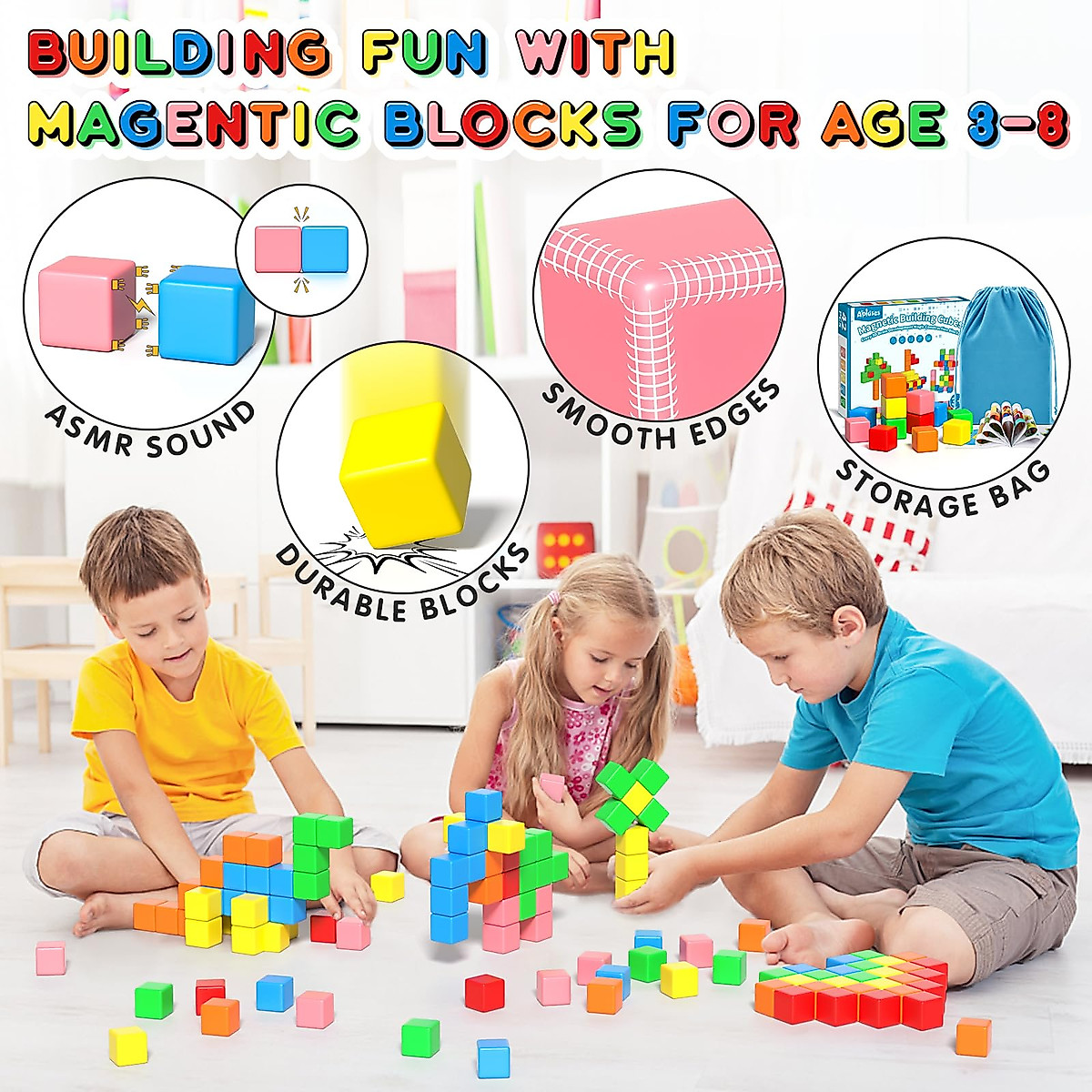 42PCS Magnetic Blocks, Gifts for 3 4 5 6 Year Old, Magnet Building Blocks for Toddlers, Girls & Boys, Sensory - Montessori - Autism - Magnetic Toys for Kids Ages 3-5 4-8