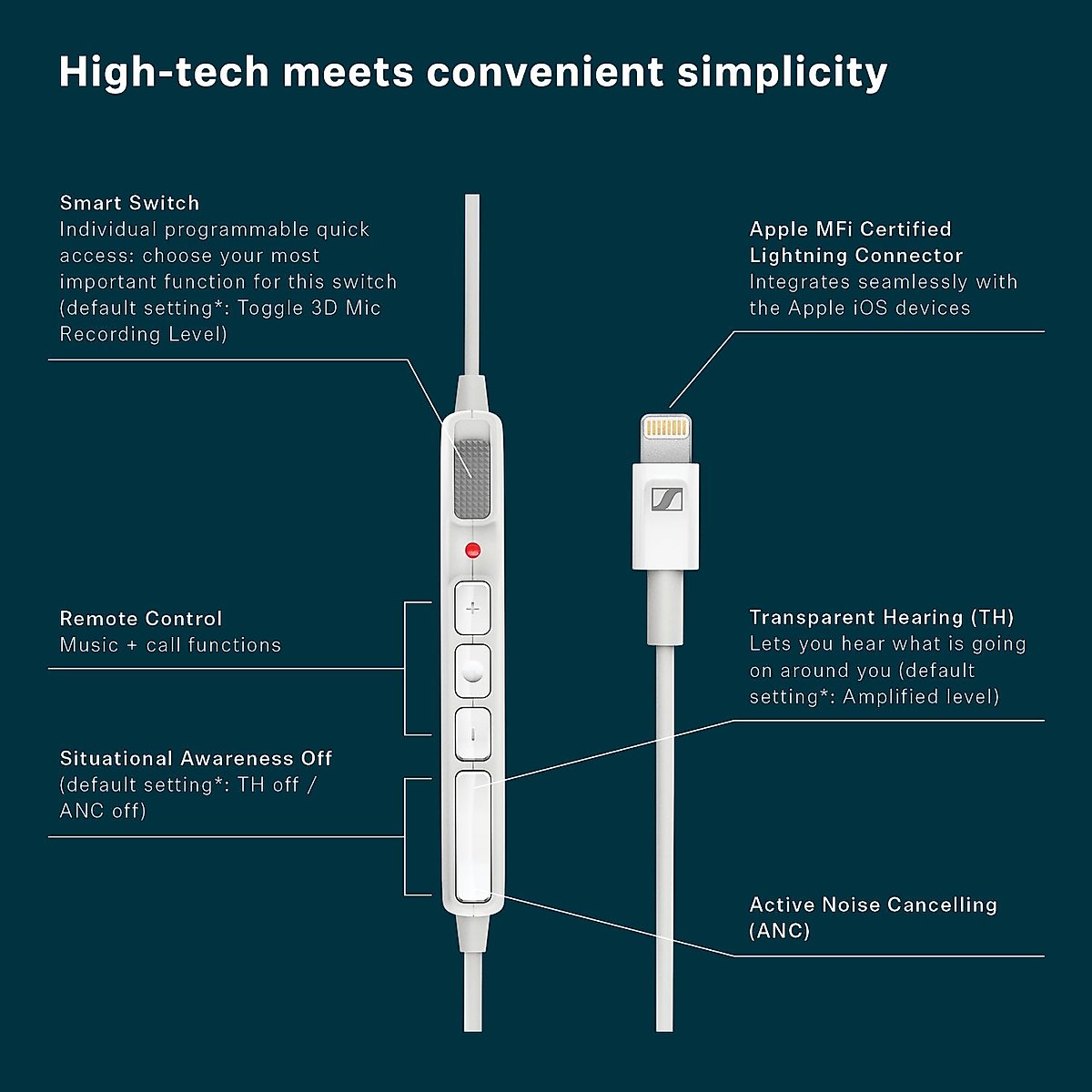 Sennheiser AMBEO Smart Headset (iOS) – Active Noise Cancellation, Transparent Hearing and 3D Sound Recording