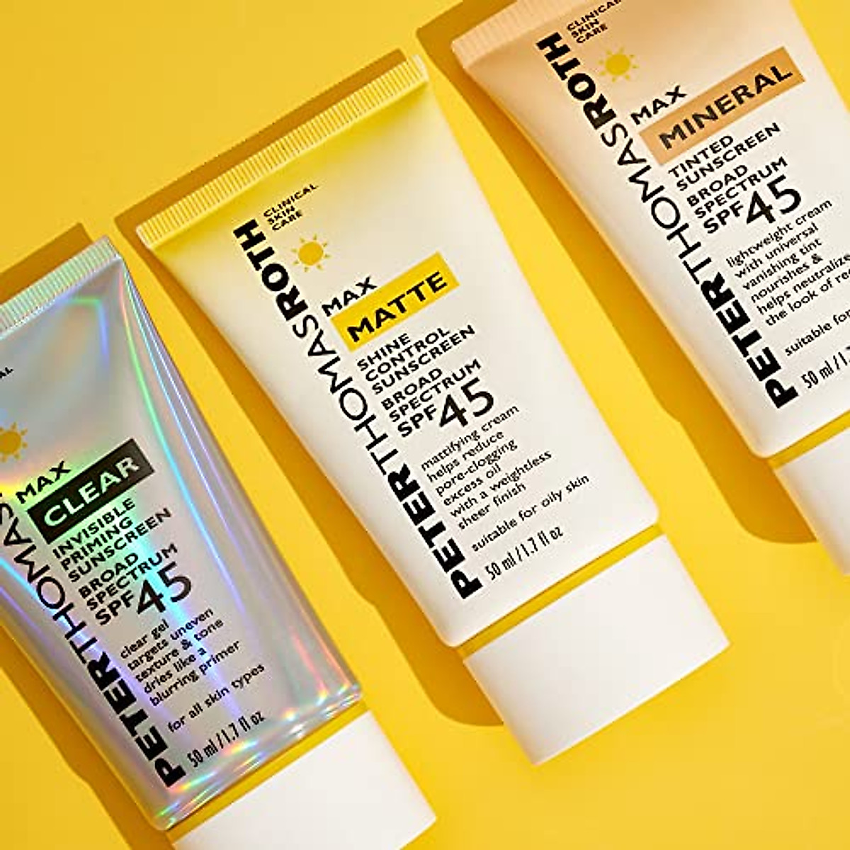 Peter Thomas Roth | Max Clear Invisible Priming Sunscreen Broad Spectrum SPF 45 | Makeup Primer with SPF, Water-Resistant Sunscreen Gel with Silky Finish, 1.7 fl. oz.