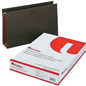 Universal UNV14153 1/5-Cut Tab Box Bottom Hanging File Folders - Legal Size, Standard Green (25/Box)