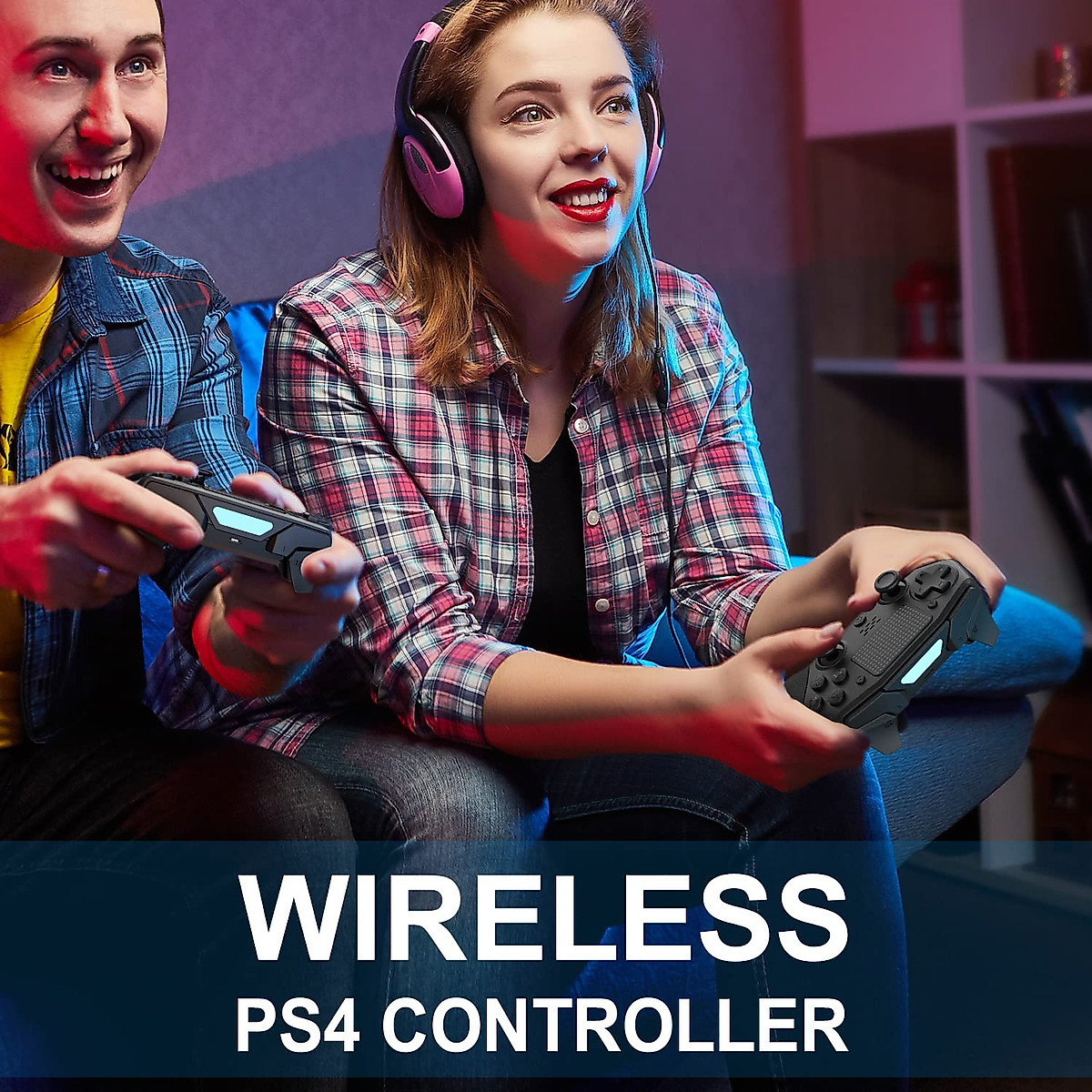 UeeVii PS4 Controller with Back Button Attachment, PS4 wireless controller with 4 Paddles for Playstation 4, Pro, Slim, PC, PS4 Console Dualshock Gamepad Joystick Remote Compatible
