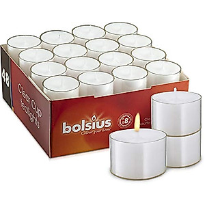 BOLSIUS 48 Unscented Tea Lights in Clear Cups - 8 Burn Hours - Premium European Quality - Consistent Smokeless Flame - 100% Cotton Wick - Dinner, Wedding, Party, Spa, Church, & Home Décor Tealights