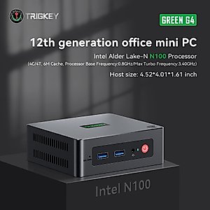 TRIGKEY Mini PC W11 Desktop PC 12th Gen Intel N100 4C/4T 16G DDR4 500G M.2 PCIE1 SSD G4 Mini Computer, Support W10 Working Micro PC, 4K@60Hz UHD Graphics Dua; Display/WiFi 5/W11