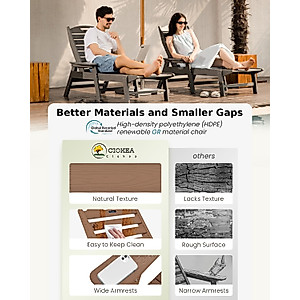 Ciokea Chaise Lounge Chair Outdoor with Wood Texture, Adjustable 5-Position Chaise Lounge Outdoor, Patio Lounge Chair for Poolside Backyard, Teak